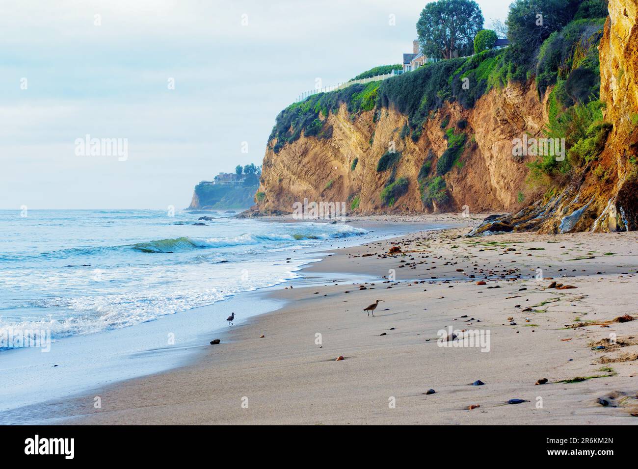 Idyllic shore of Malibu, California, where pristine beach meets a ...