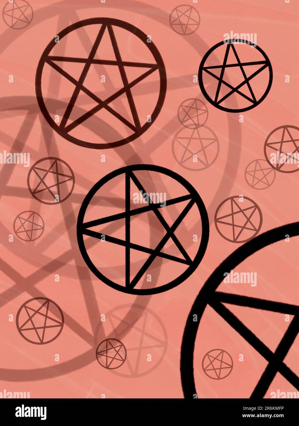 Mystical & Spiritual Symbols Hand-Painted Pentacle Illustration Stock ...