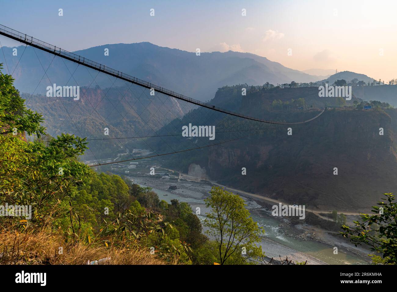 Hanging Bridge of Pokhara over the Bhalam River, Pokhara, Nepal, Asia ...