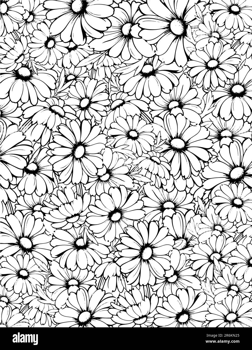 Flowers coloring spring and summer doodle ornament. Doodle coloring art ...