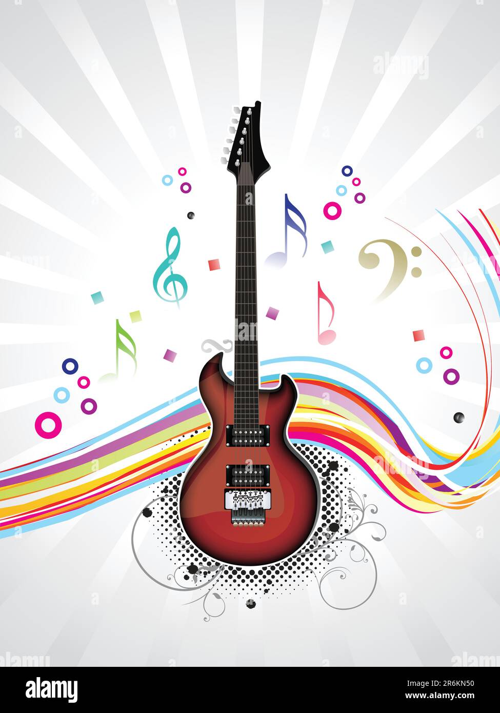 abstract musical guitar with wave vector illustration Stock Vector ...