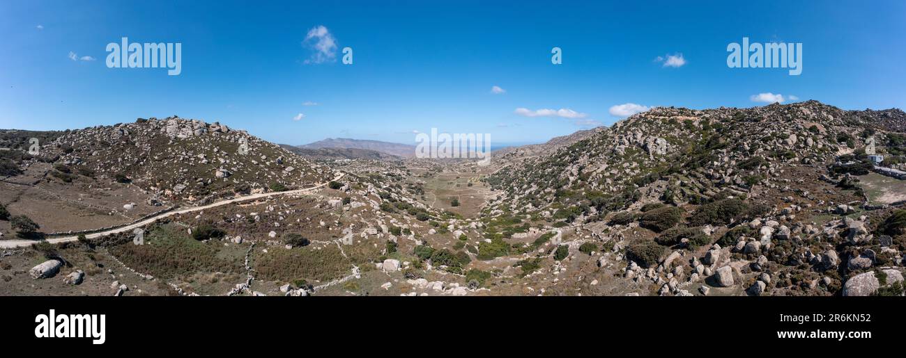 Panoramic view of lunar landscape huge granite rock, plateau, valley ...