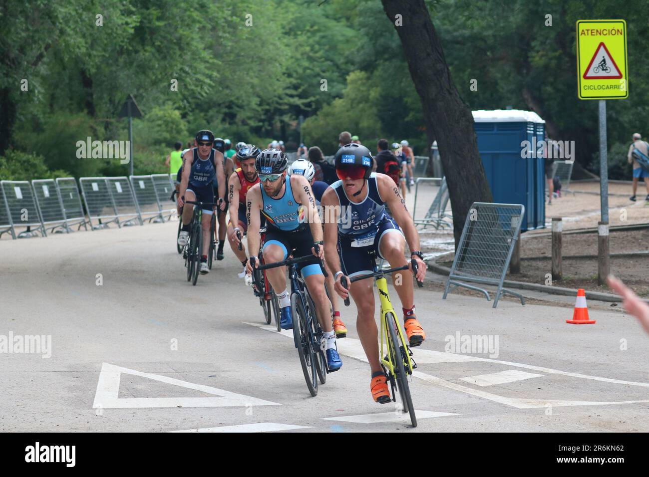 male triathletes on the cycling leg of a triathlon Stock Photo - Alamy