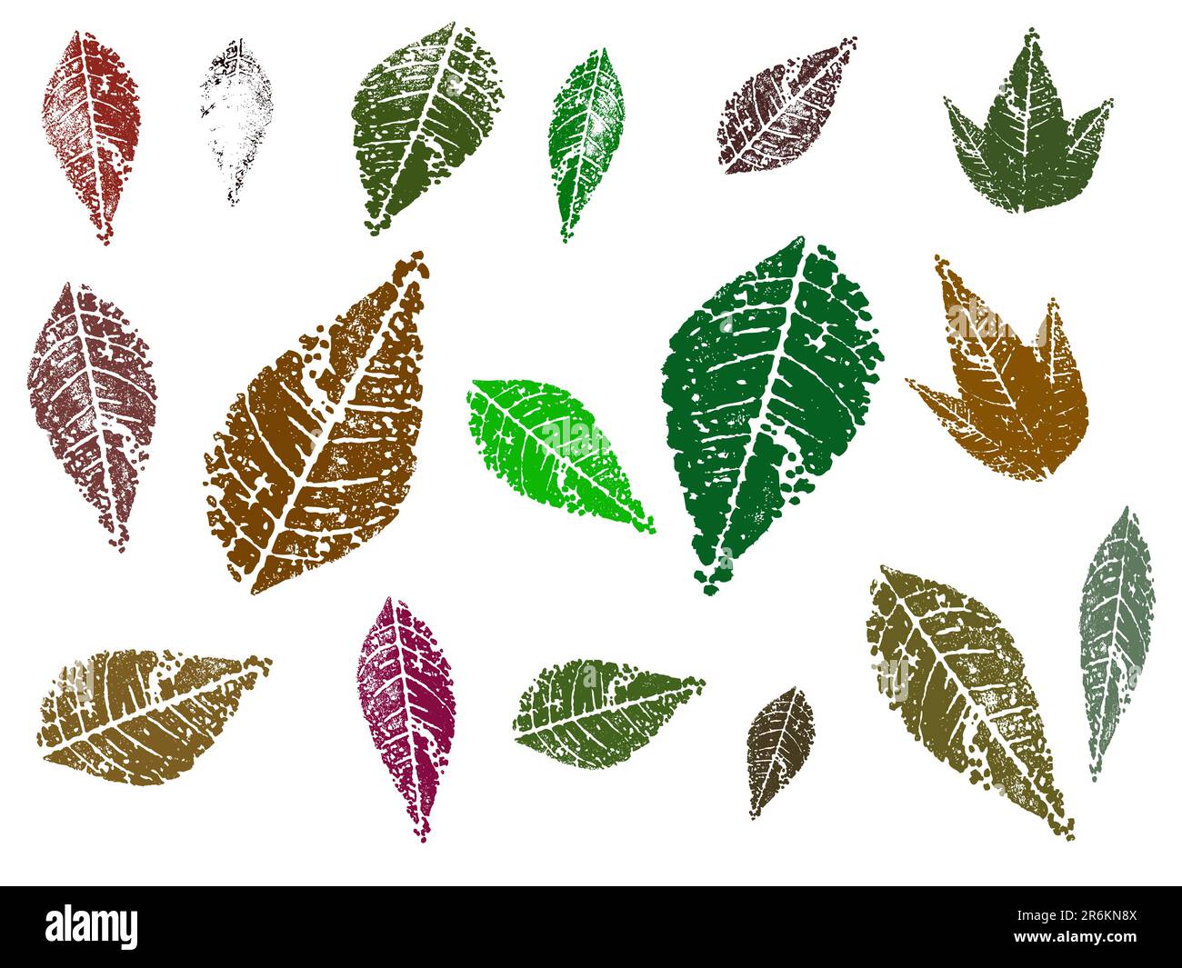 Autumn leaves, each separately grouped for ease of editing and coloring ...