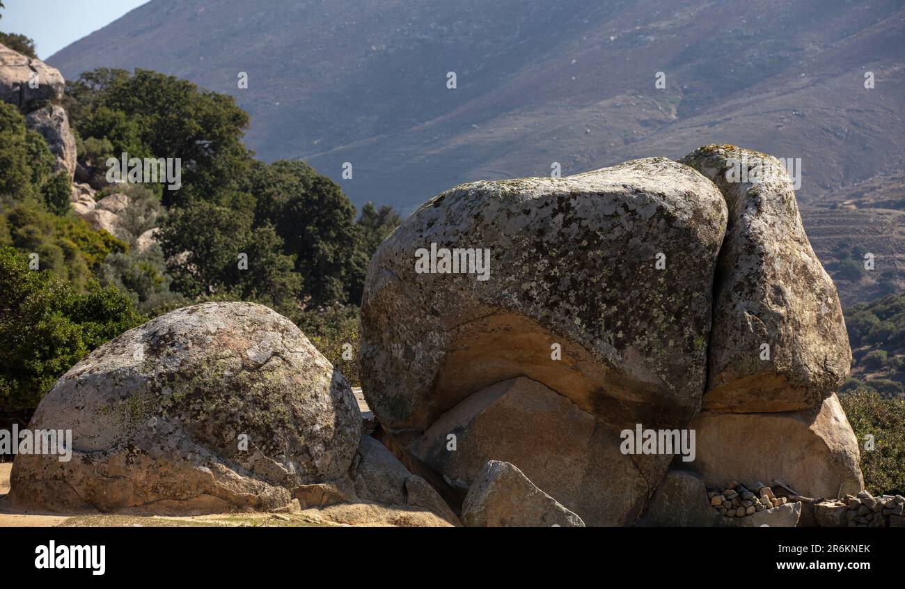 Extraterrestrial landscape huge granite volcanic rock. Volax village in ...