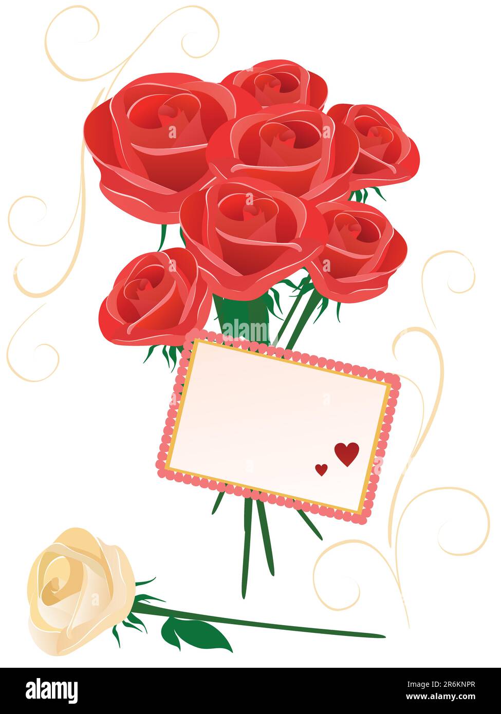 vector eps10 illustration of red roses with notepad Stock Vector Image ...