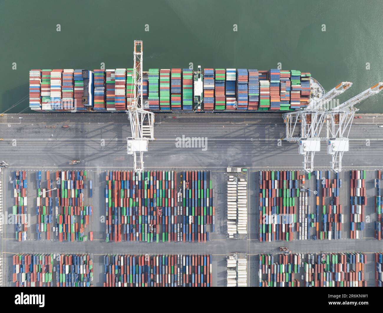 Le Havre, 19th of May 2023, France. The container harbor terminal of le ...