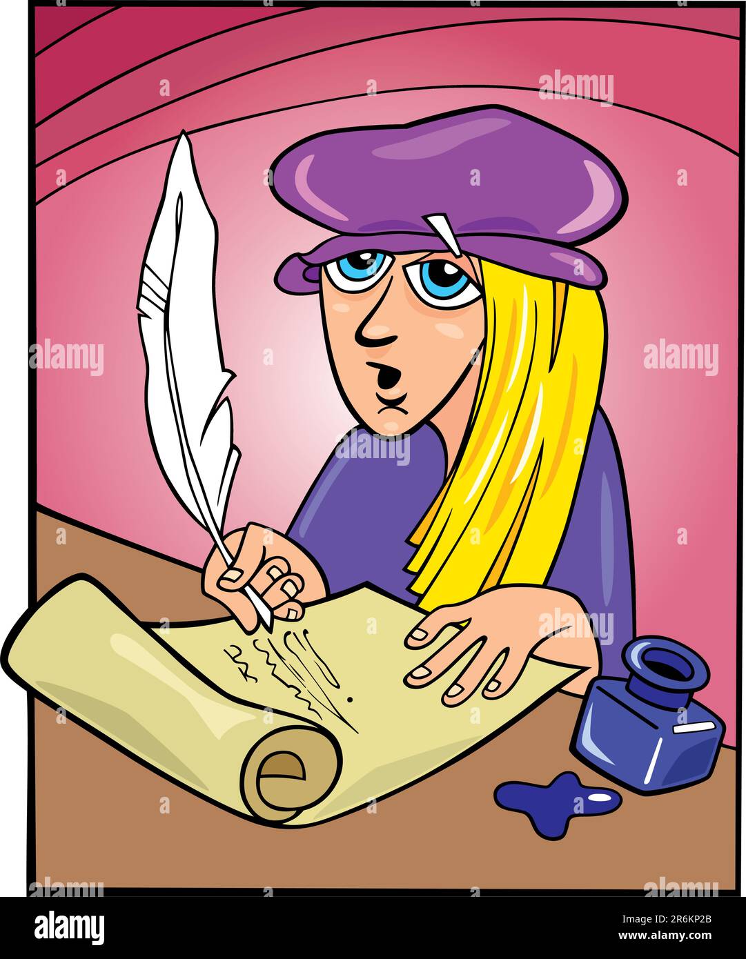 Illustration of young poet writing a poem Stock Vector Image & Art - Alamy