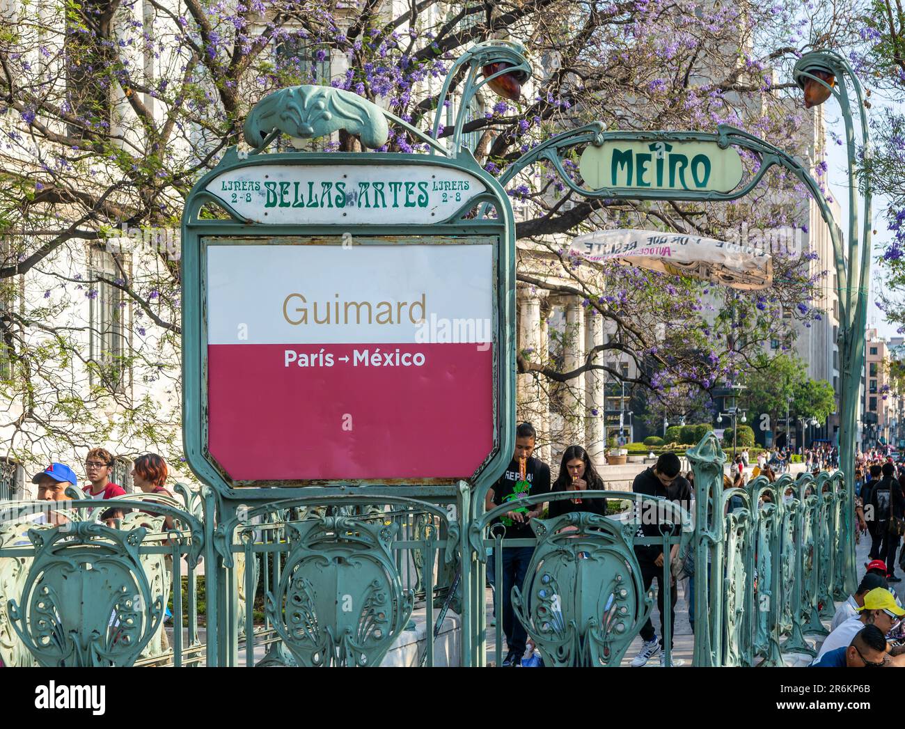 Bellas Artes metro station, Parisian style station entrance by Hector ...