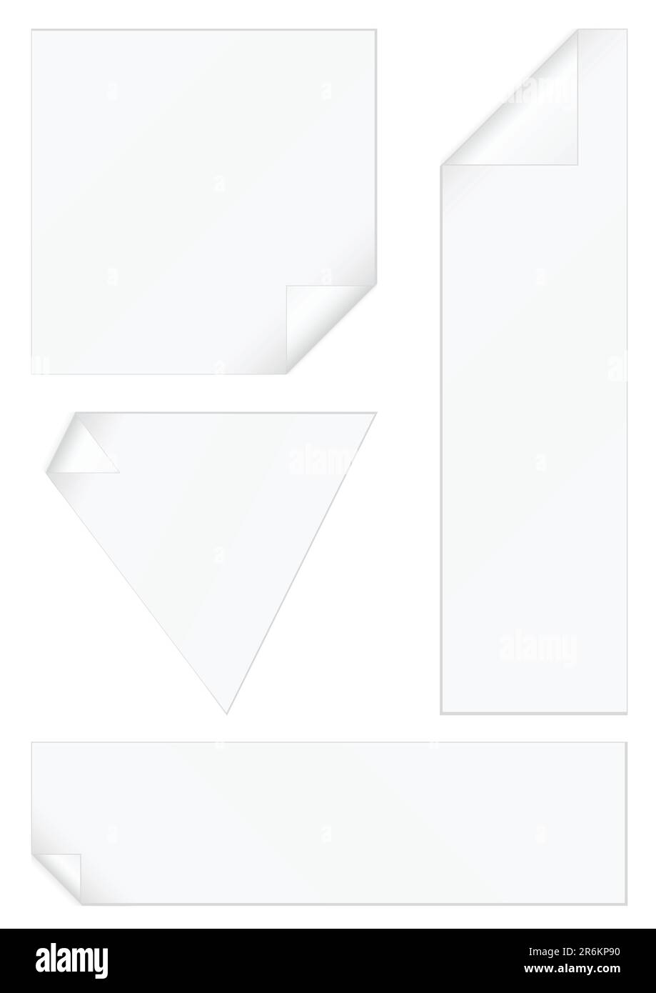Vector illustration set of blank stickers with peeled corners. All ...