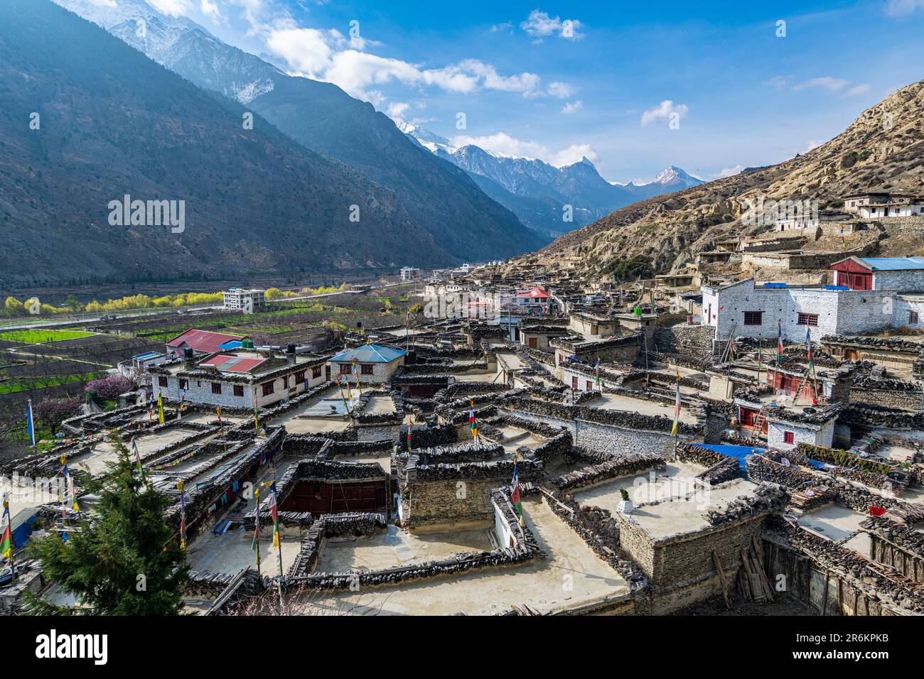 Historical village of Marpha, Jomsom, Himalayas, Nepal, Asia Stock ...