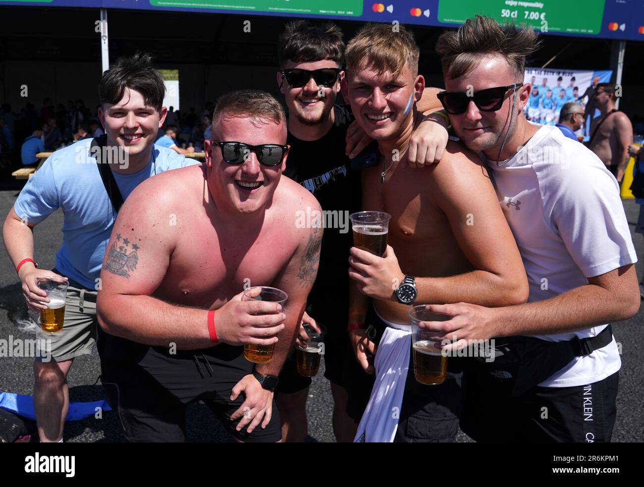 Manchester City fans at the fanzone outside the stadium before the UEFA ...