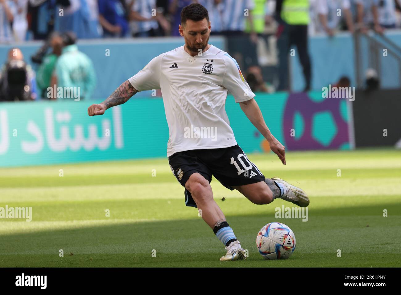 Lusail, Qatar, 22, November, 2022. Lionel Messi in the pre match ...