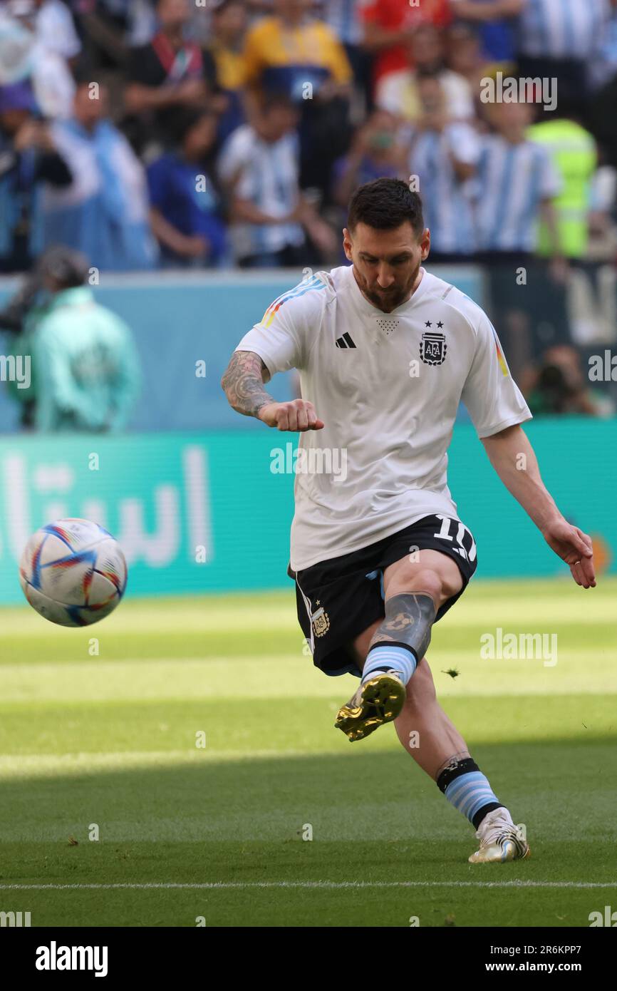 Lusail, Qatar, 22, November, 2022. Lionel Messi in the pre match ...
