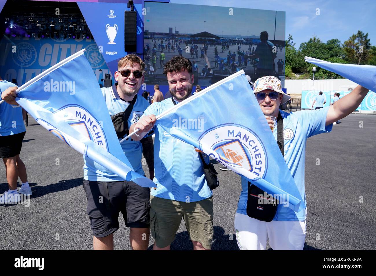 Manchester City fans at the fanzone outside the stadium before the UEFA ...