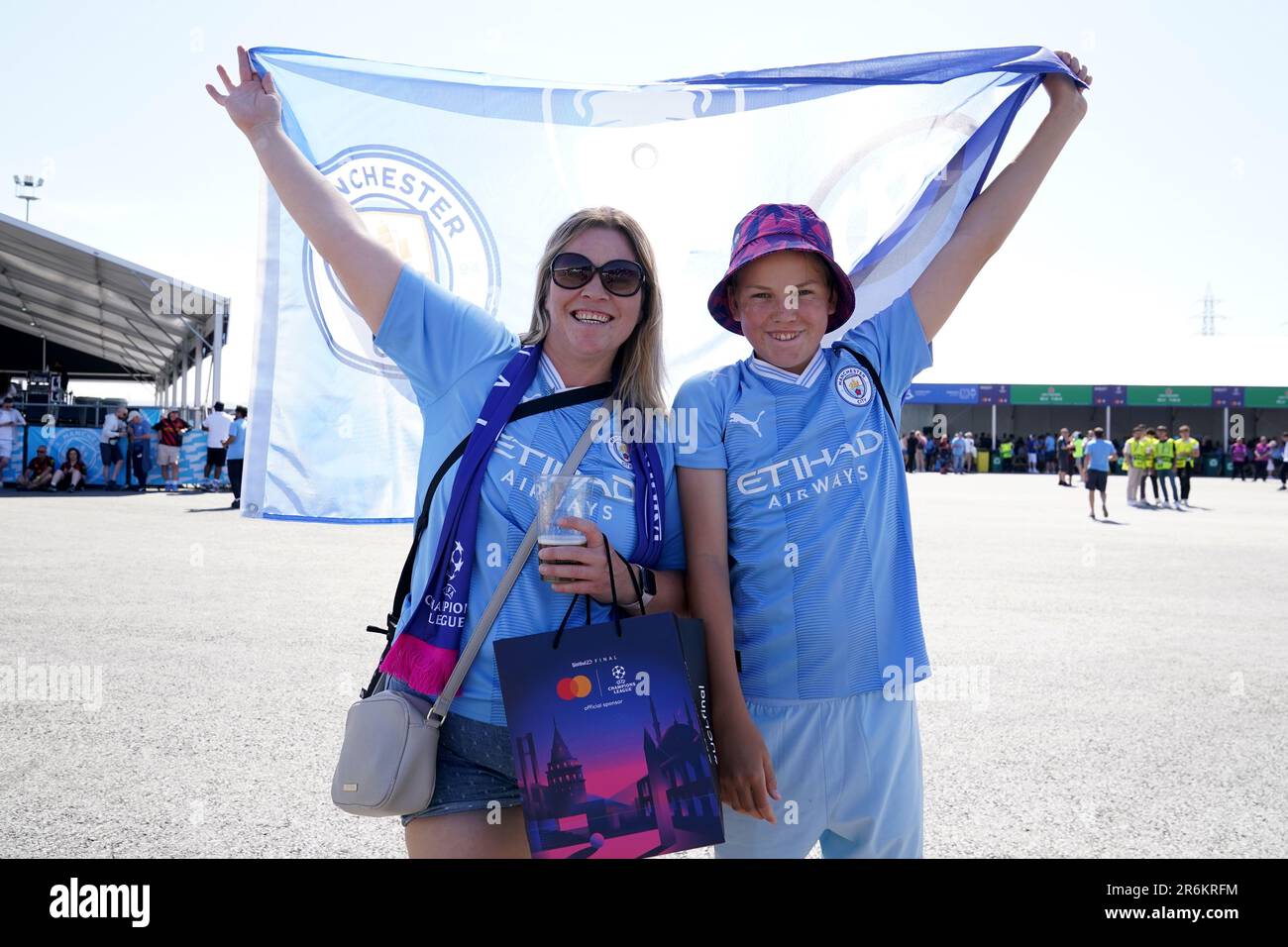 Manchester City fans at the fanzone outside the stadium before the UEFA ...