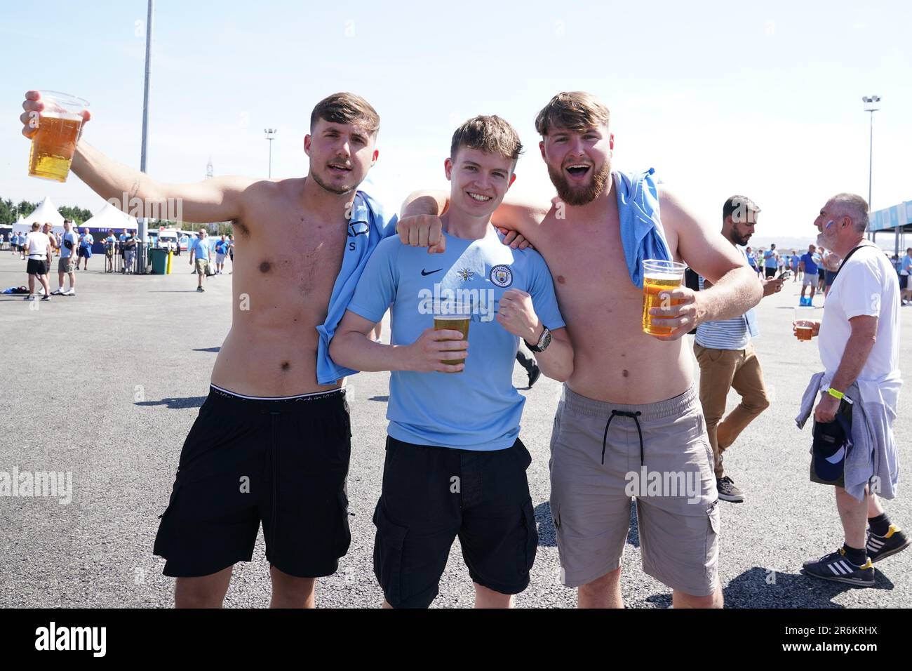 Manchester City fans at the fanzone outside the stadium before the UEFA ...