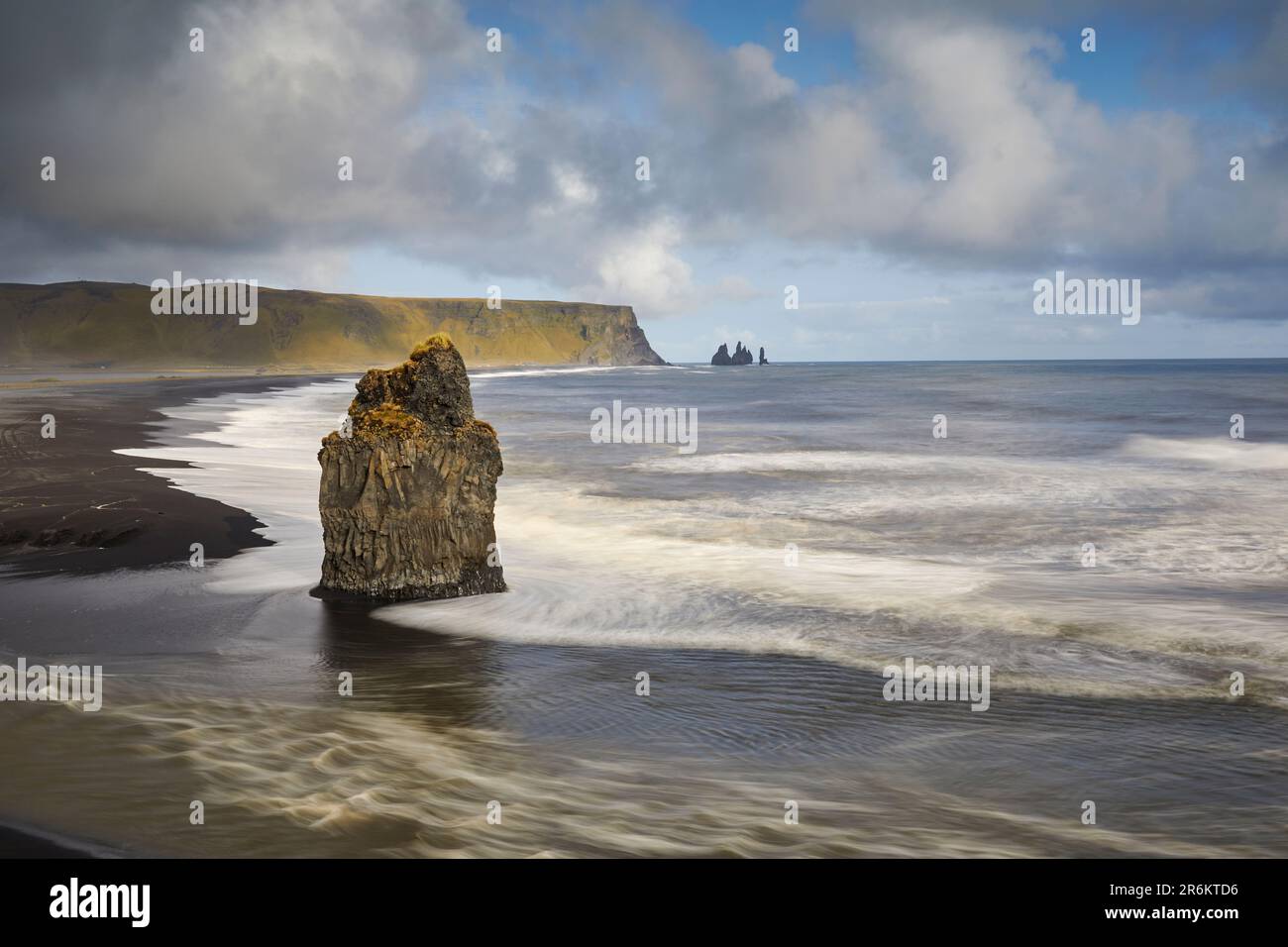 A rocky Atlantic shoreline on Dyrholaey Island, looking towards ...