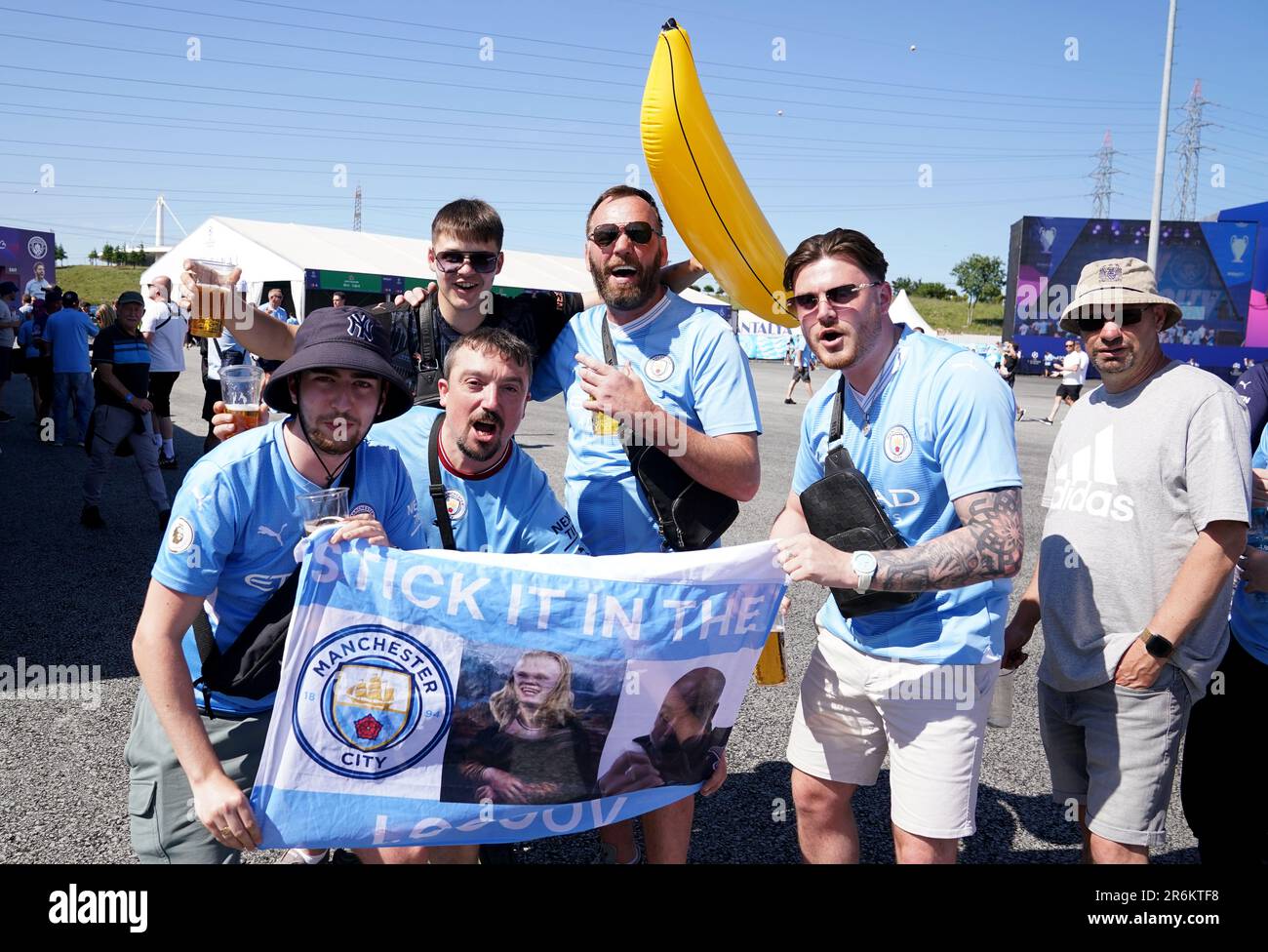 Manchester City fans at the fanzone outside the stadium before the UEFA ...