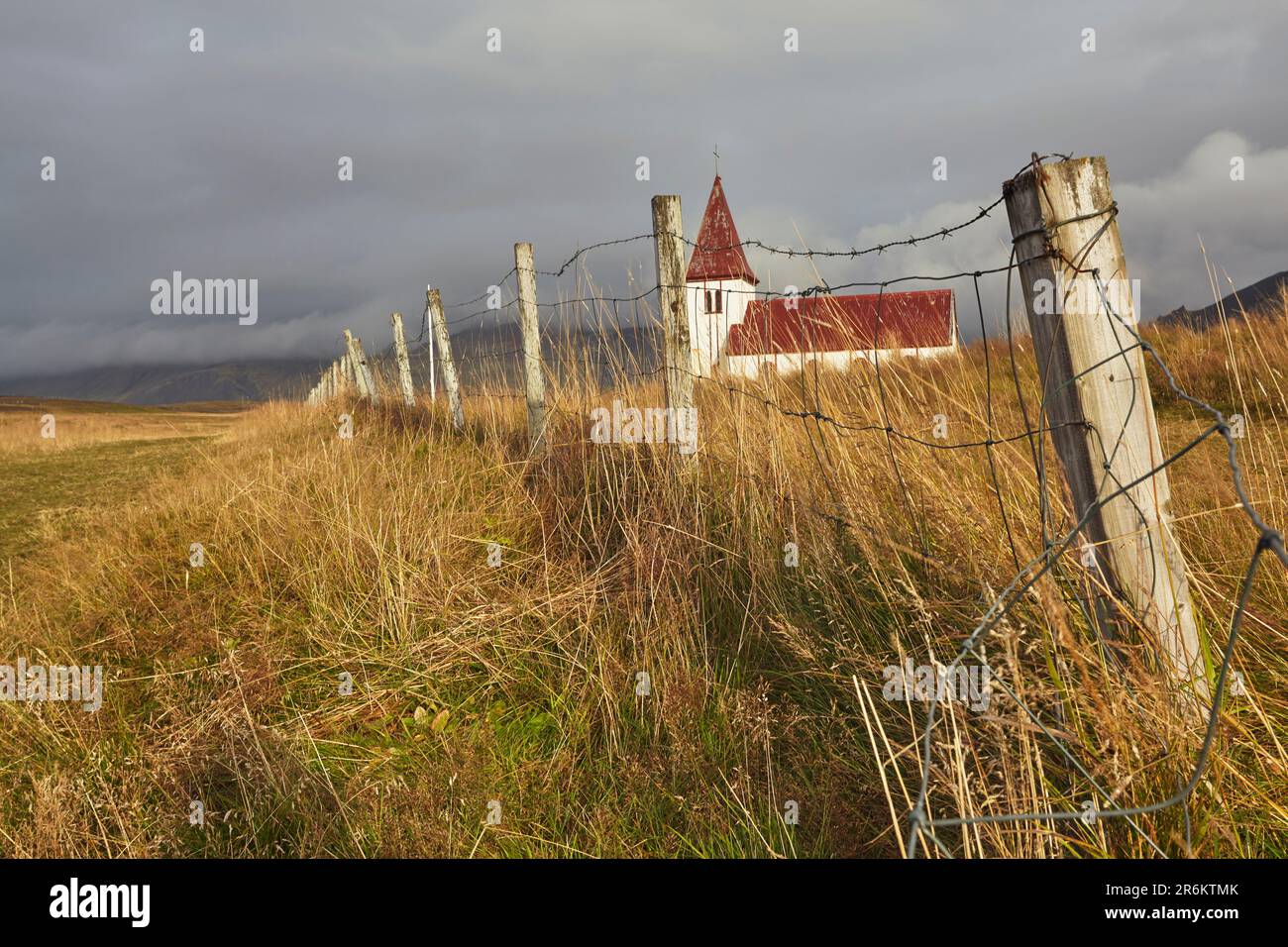 The church in the village of Hellnar, in Snaefellsjokull National Park ...