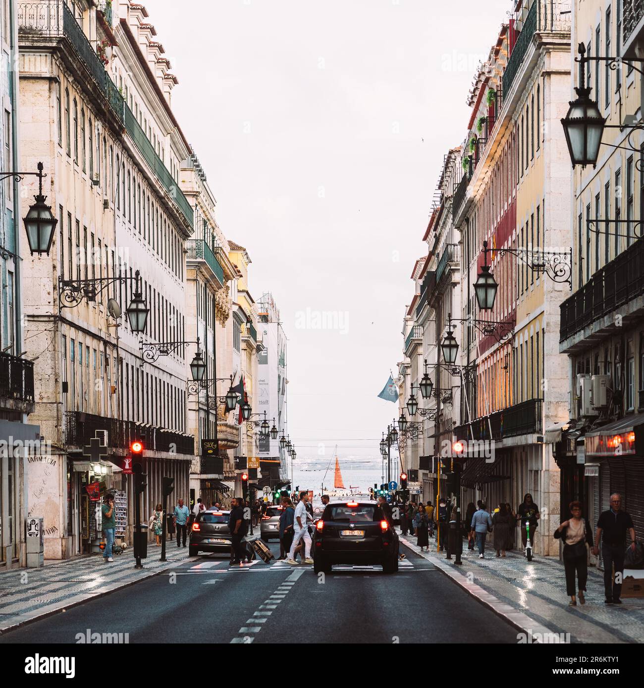 Lisbon, Portugal - June 9, 2023: View of a busy street in Lisbon's ...
