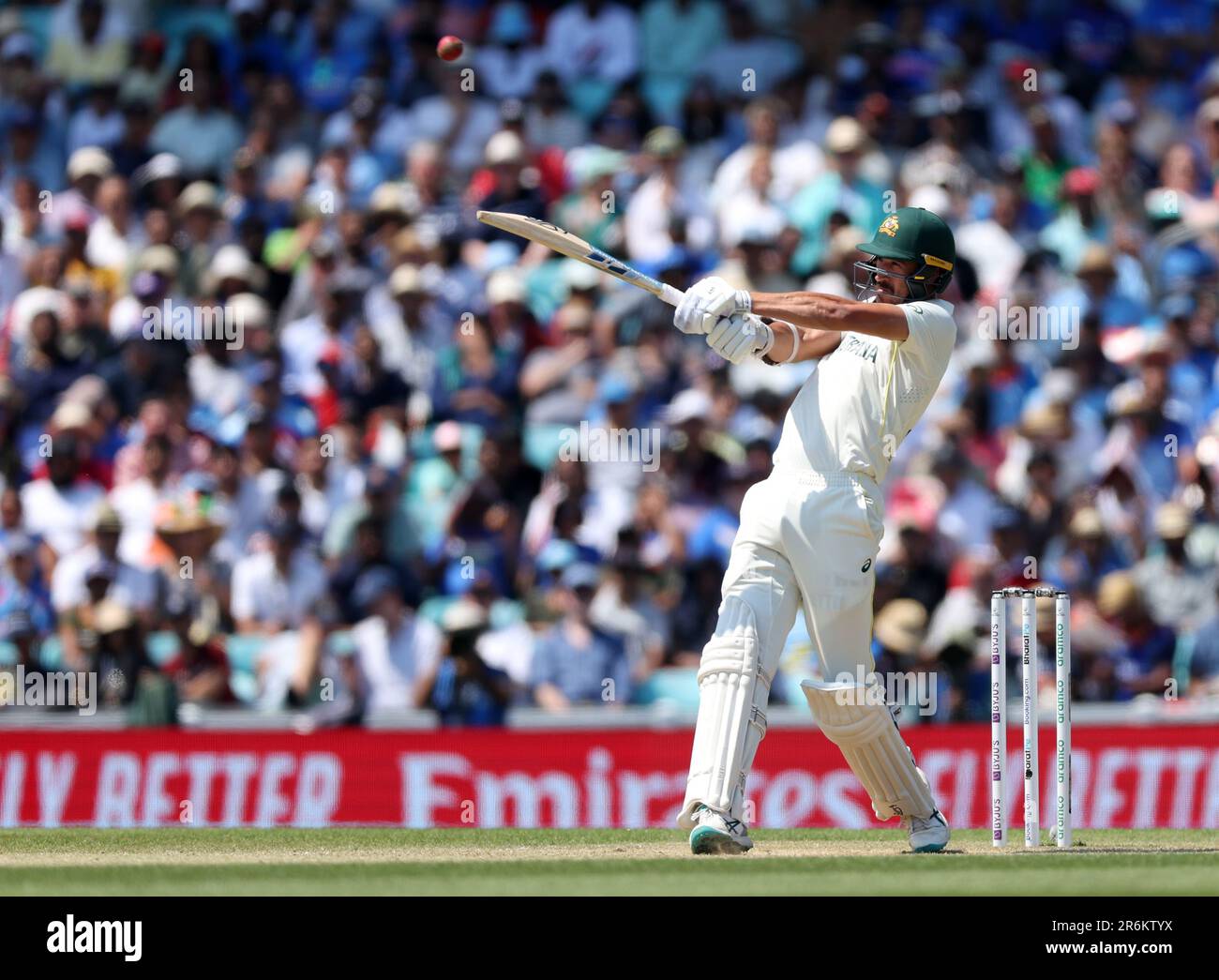 Australia's Mitchell Starc bats during day four of the ICC World Test ...