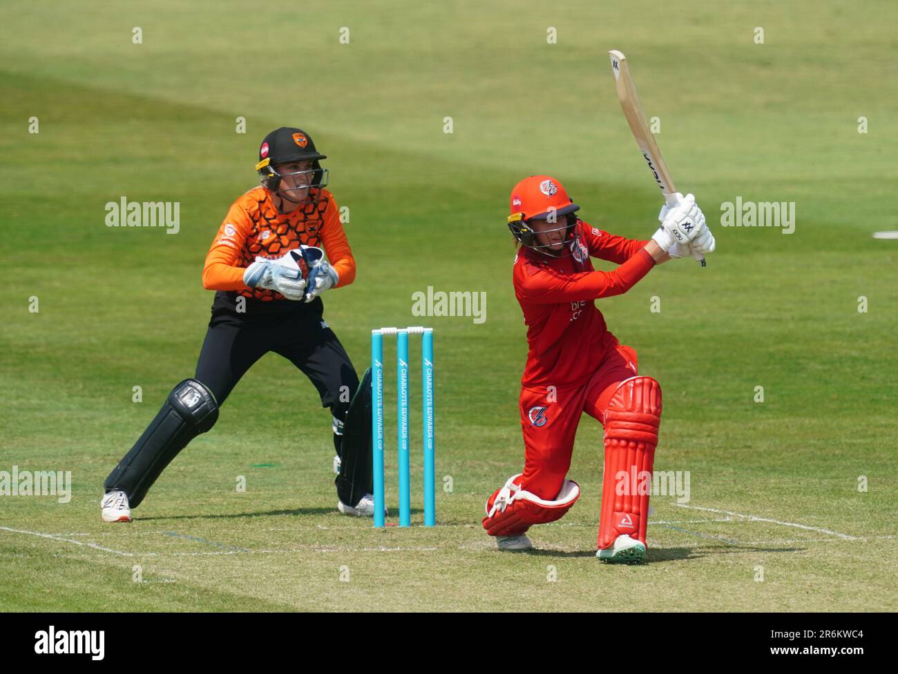 Thunders Fi Morris (right) batting during the Charlotte Edwards Cup ...