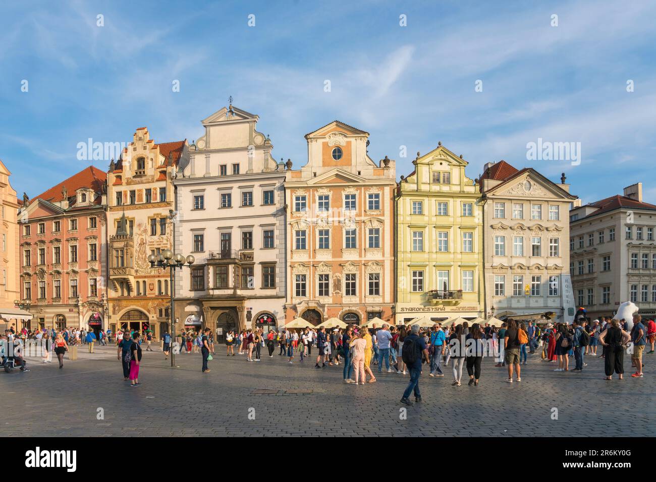 Facade of houses at Old Town Square, UNESCO World Heritage Site, Prague ...