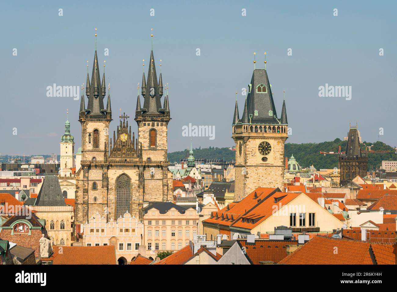 Old Town Hall Tower, Church of Our Lady Before Tyn and Powder Tower, UNESCO World Heritage Site ...