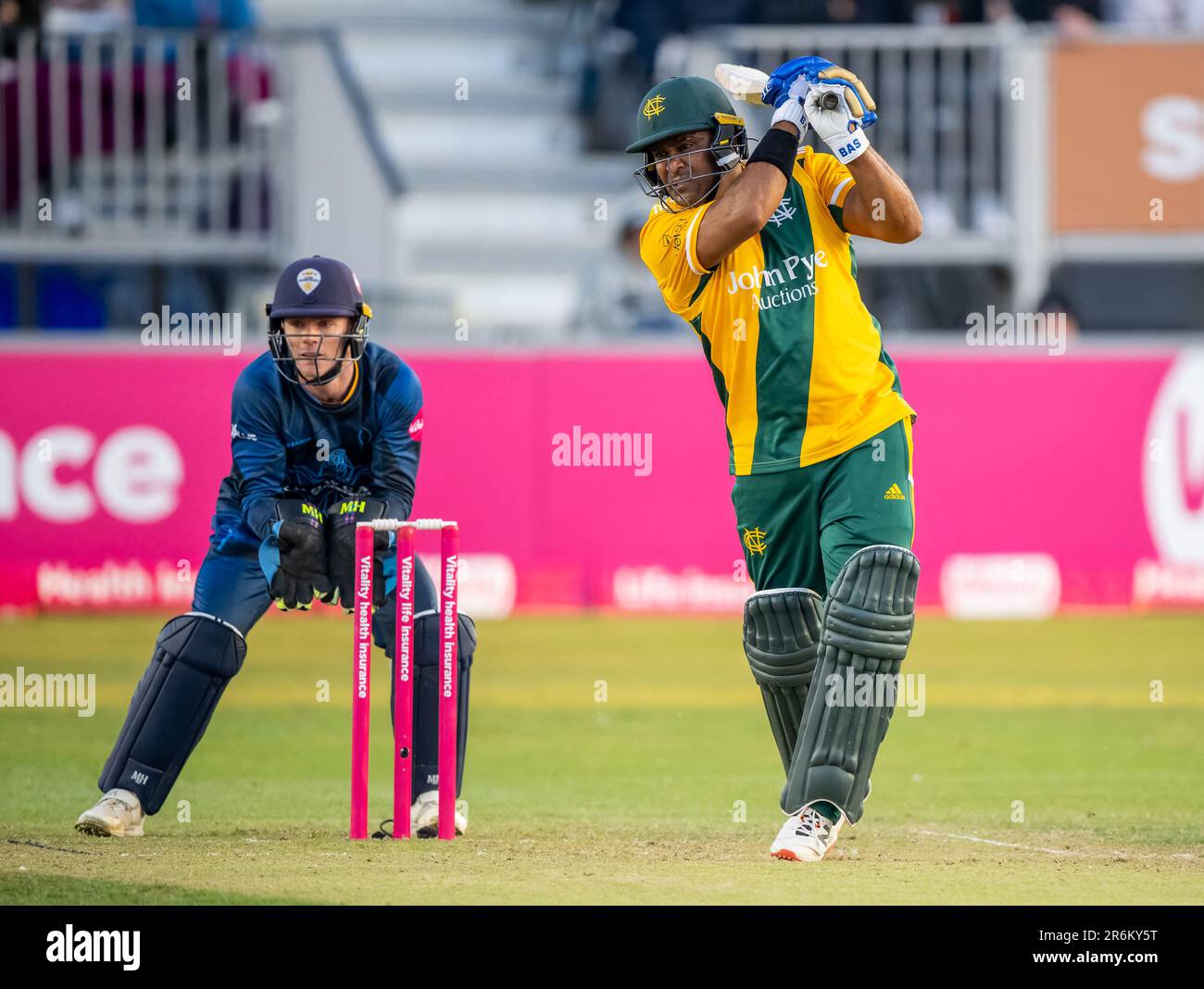 Samit Patel batting for Notts Outlaws watched by Derbyshire Falcons ...