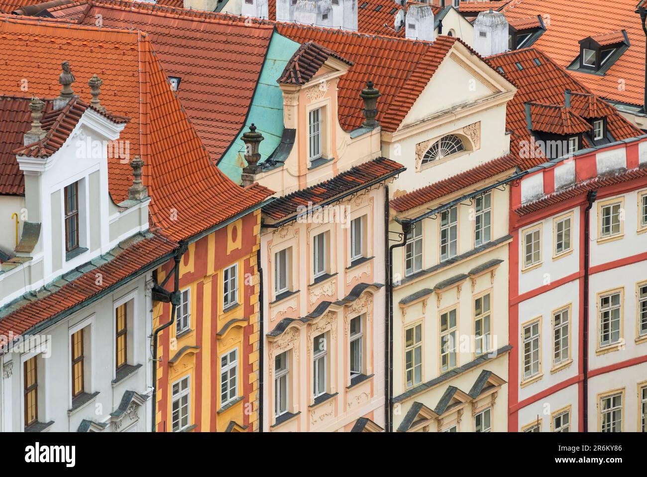 Detail of facades of houses near Old Town Square, Old Town, UNESCO ...
