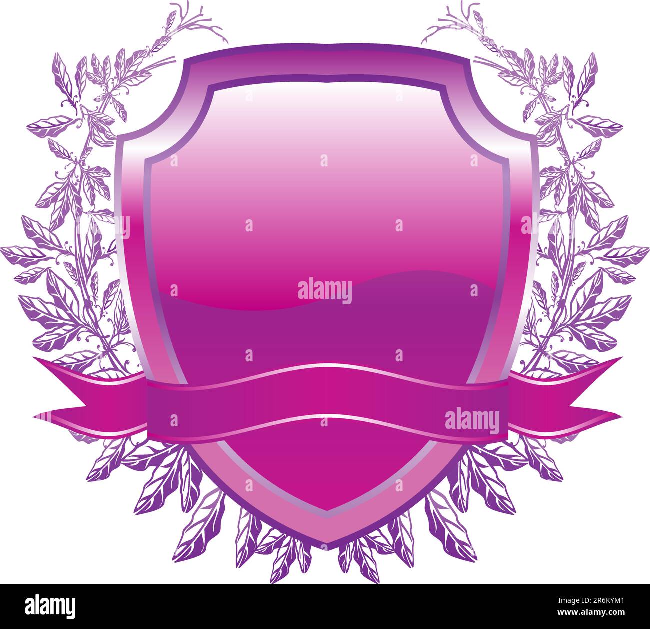 vector shield design with plant and decoration purple Stock Vector ...