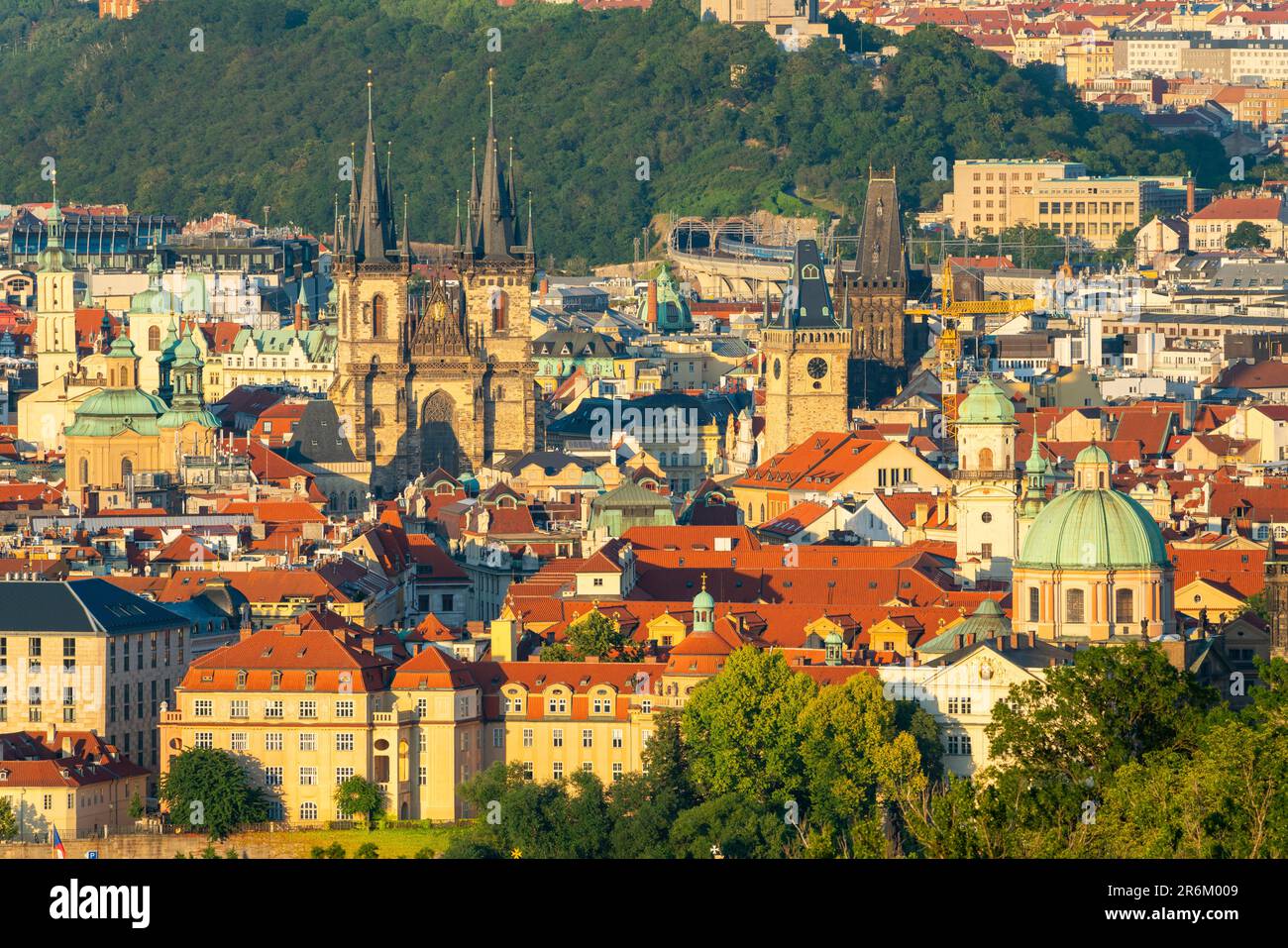 Prague skyline with Church of Our Lady Before Tyn, Old Town Hall Tower ...