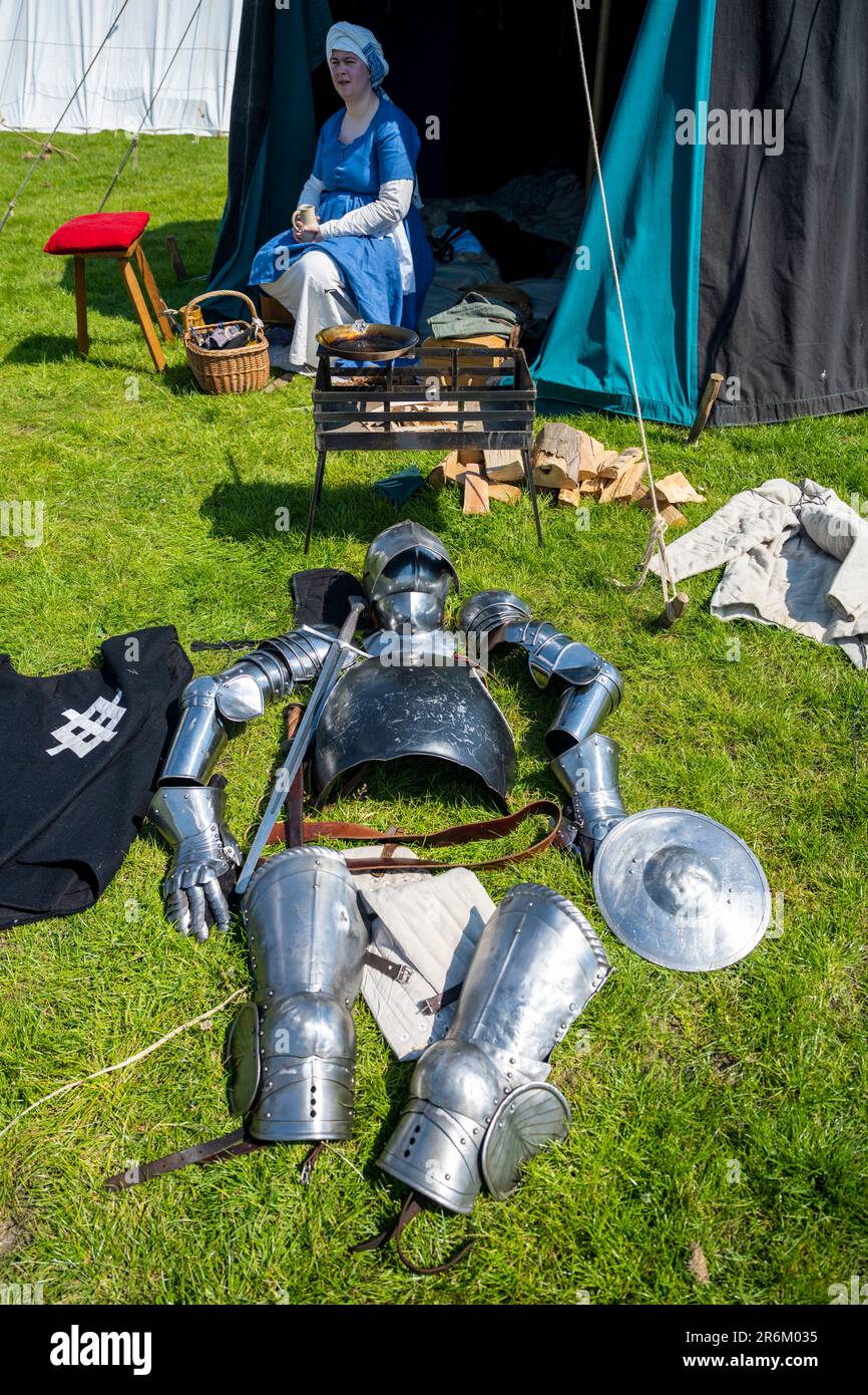 London, UK. 10 June 2023. Armour laid out on the ground for a re ...