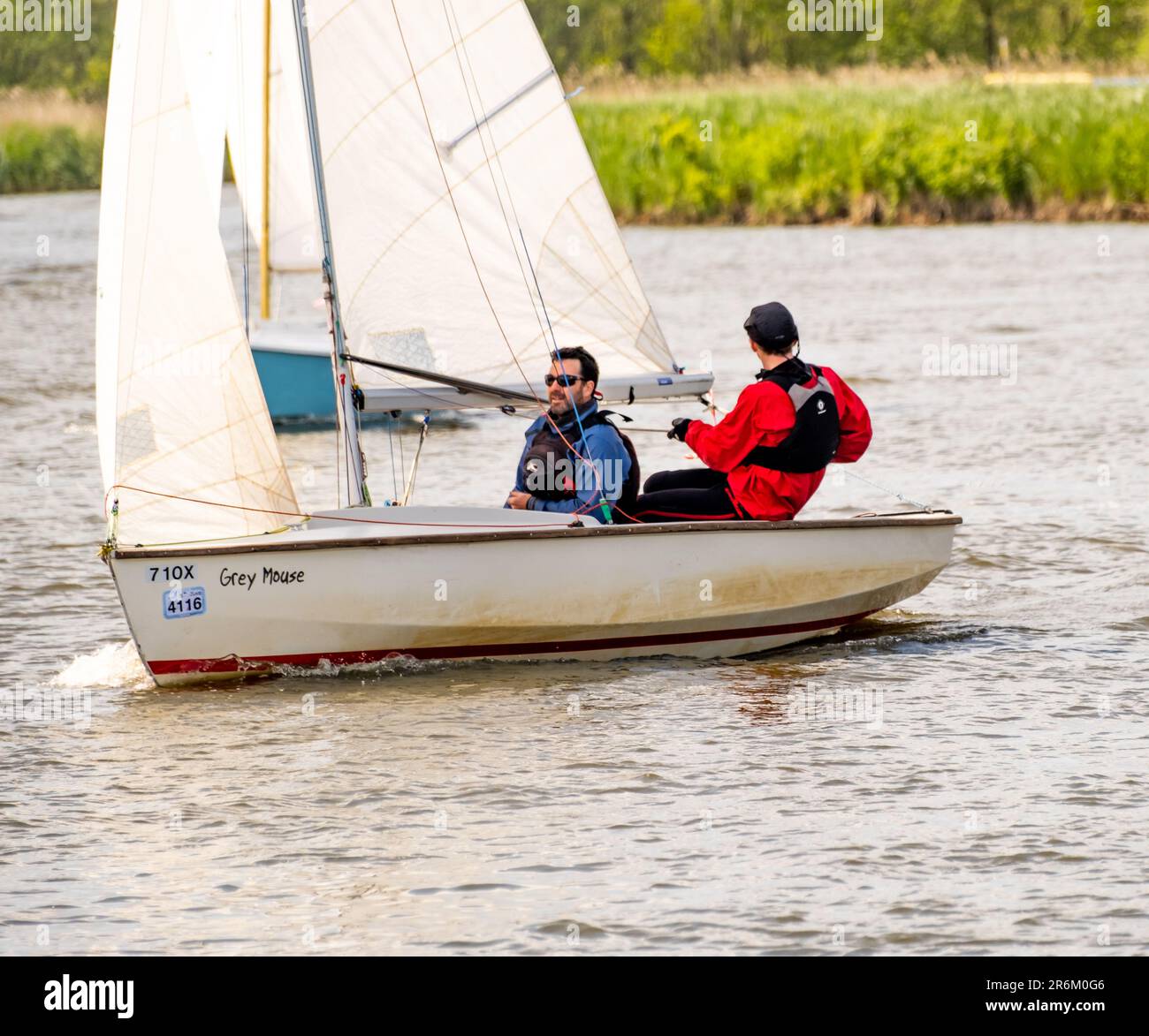 Horning, Norfolk, UK – June 03 2023. Two men competing in the Three ...