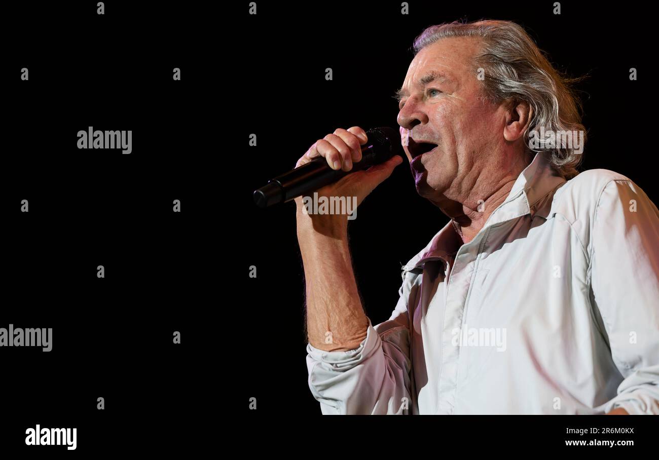 Ian Gillian, singer of the band Deep Purple performs, in Tivoli, during ...