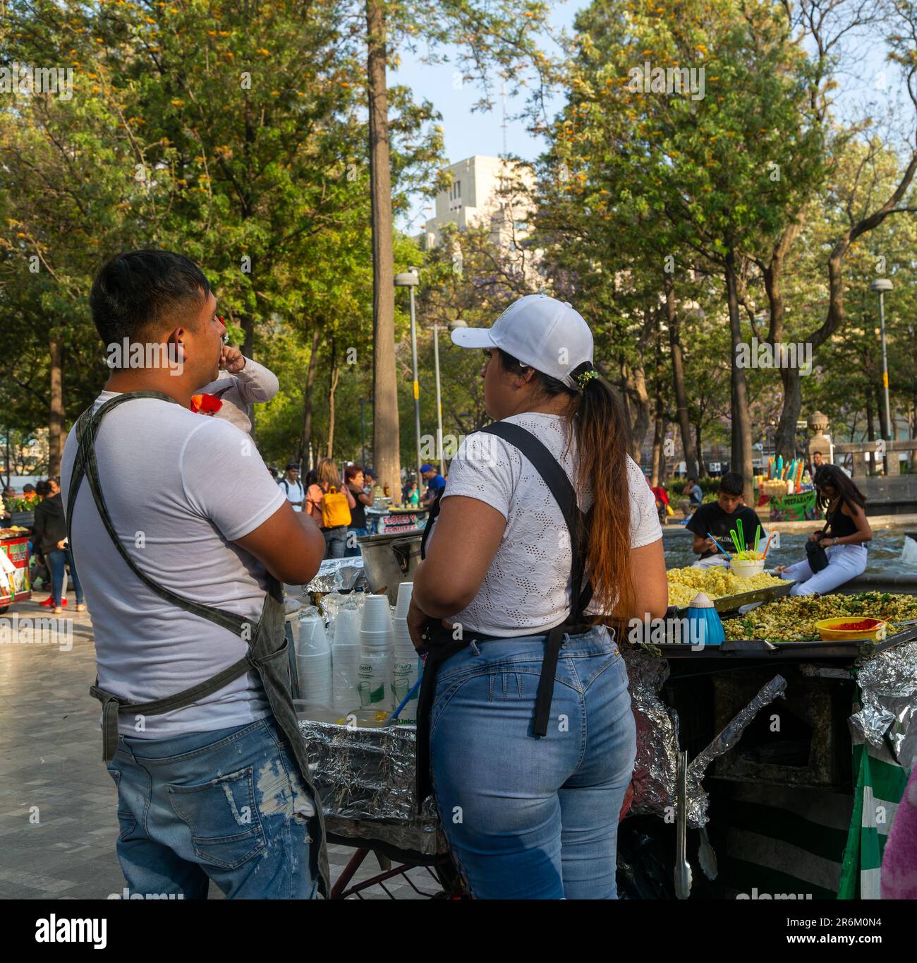 Family stall selling fast food sweet corn snacks, Alameda Central Park ...