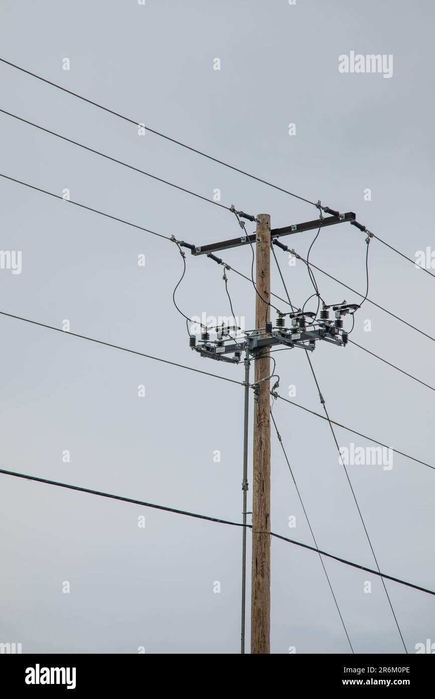 Electric Utility Pole with Switches Stock Photo - Alamy