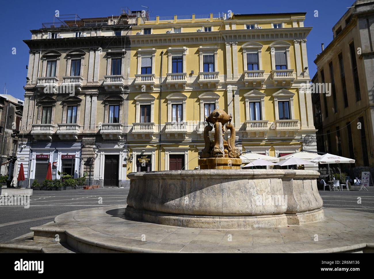 Landscape with scenic view of Piazza Vincenzo Bellini a historic ...