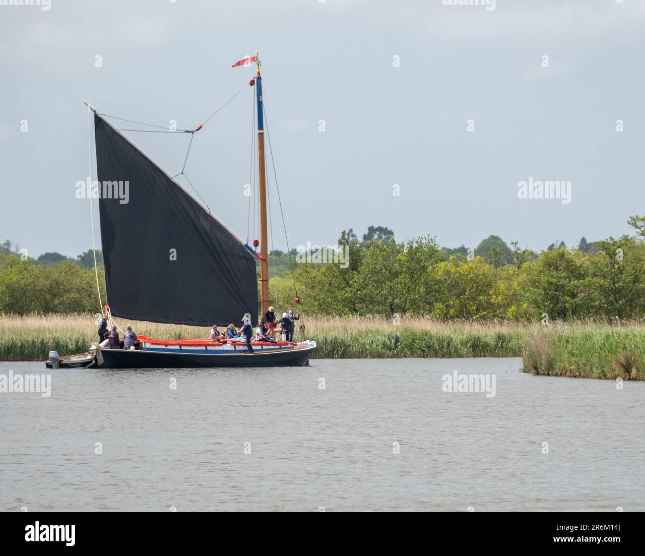 The Norfolk Wherry Albion sailing down the River Bure, Norfolk Broads ...
