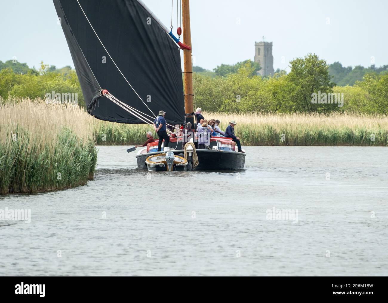 The Norfolk Wherry Albion sailing down the River Bure, Norfolk Broads ...
