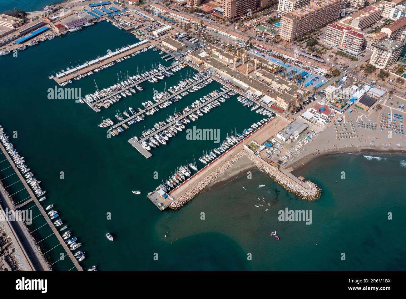 Aerial drone photo of the beautiful beach front of the coastal town of ...