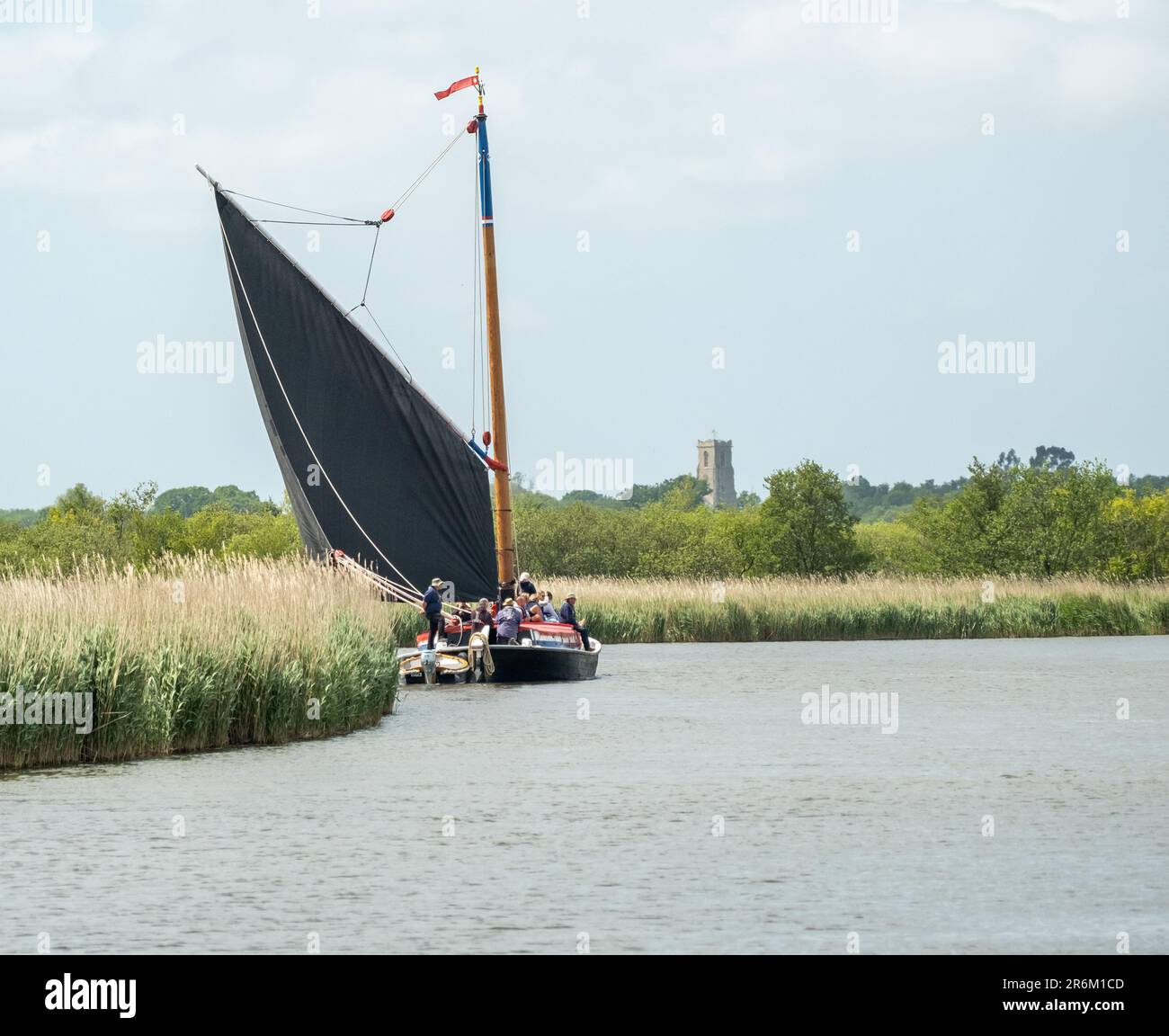 The Norfolk Wherry Albion sailing down the River Bure, Norfolk Broads ...