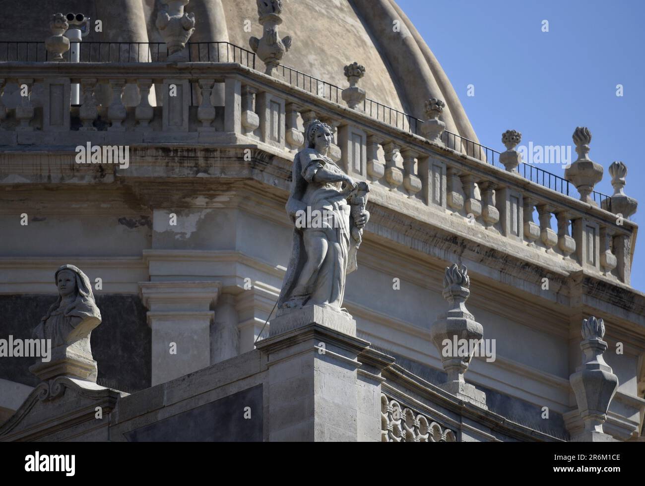Limestone sculptures on the exterior of the Baroque style Cattedrale di ...