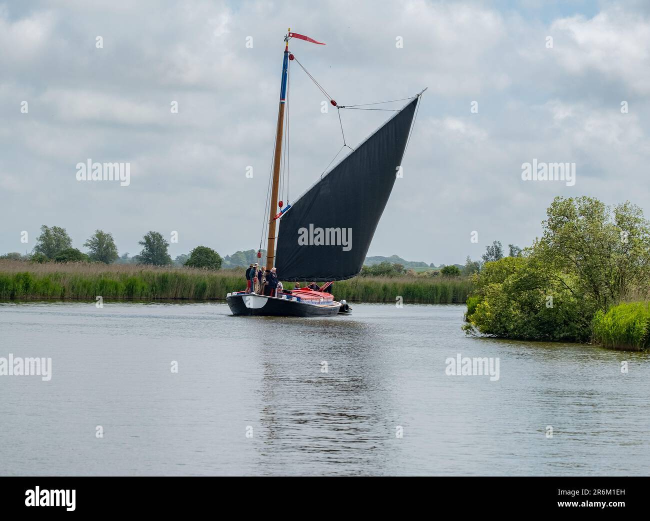 The Norfolk Wherry Albion sailing down the River Bure, Norfolk Broads ...