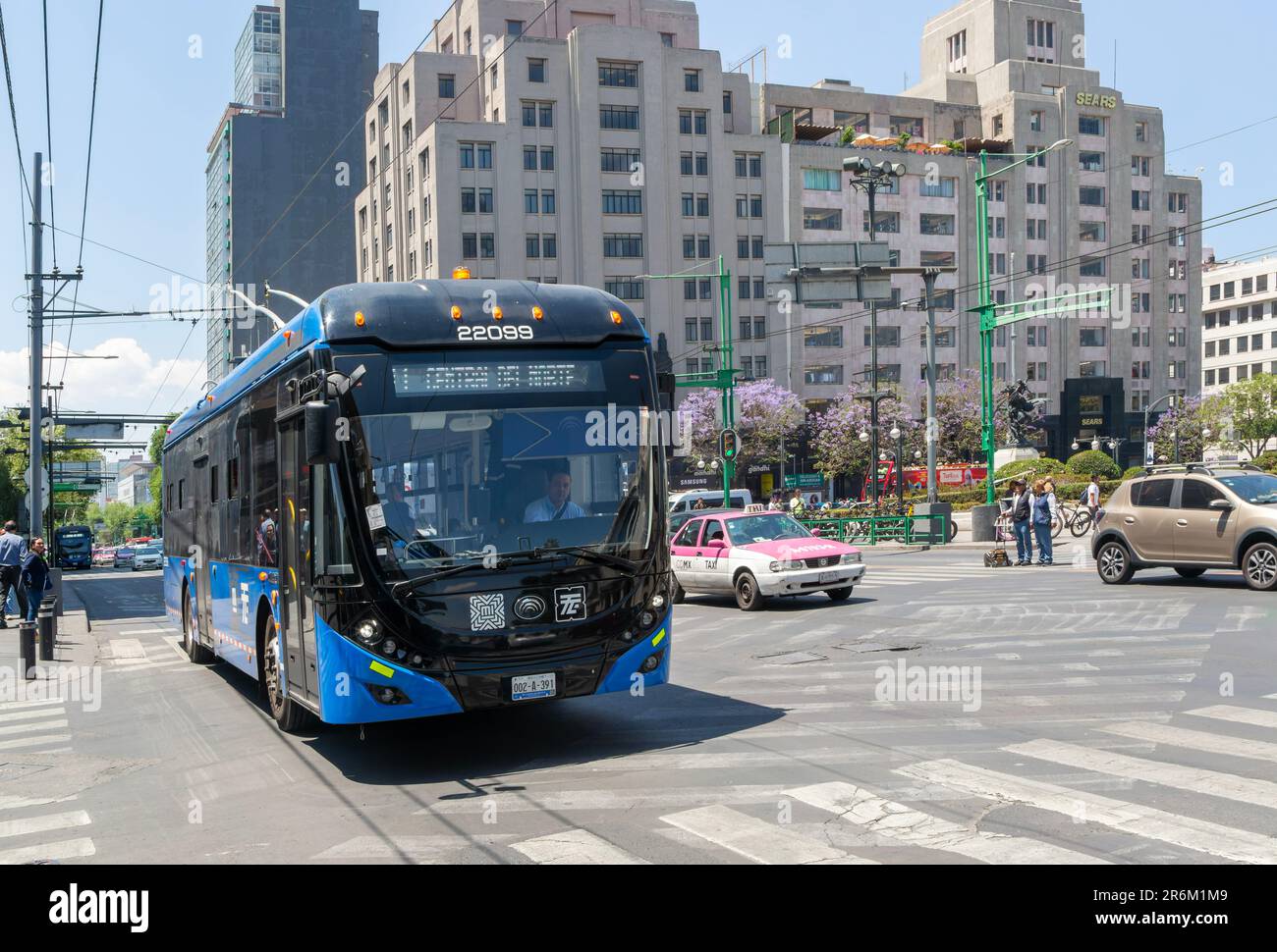 Electric powered modern trolley bus public transport rapid transit ...
