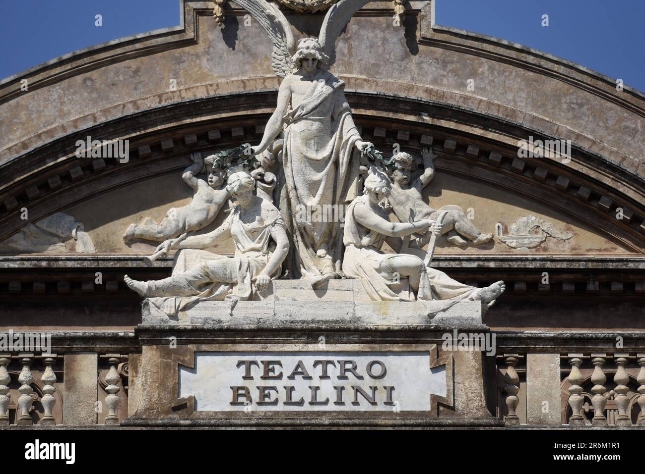 Scenic upper part facade view of the historic landmark and Opera house ...