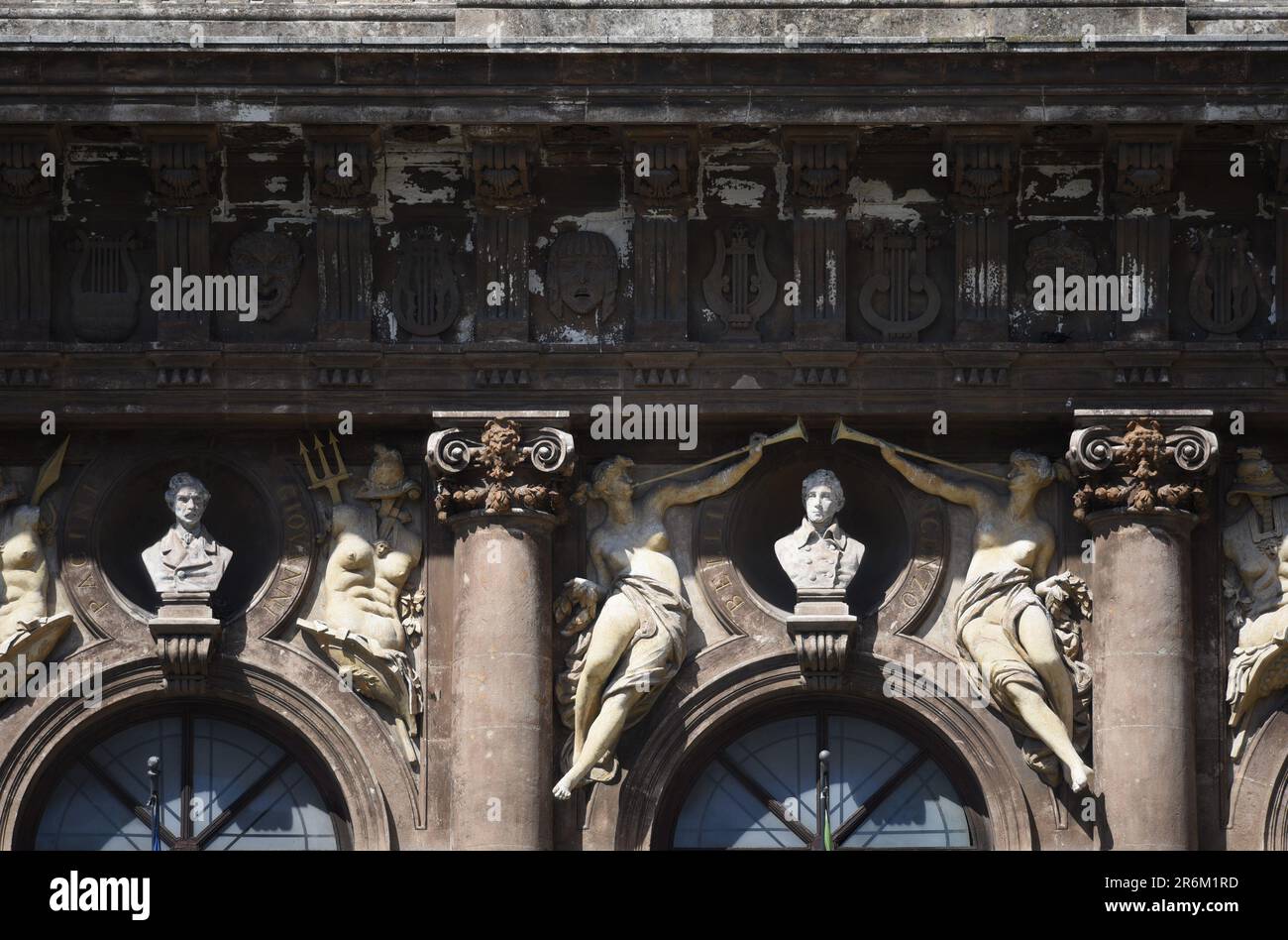 Scenic upper part facade view of the historic landmark and Opera house ...