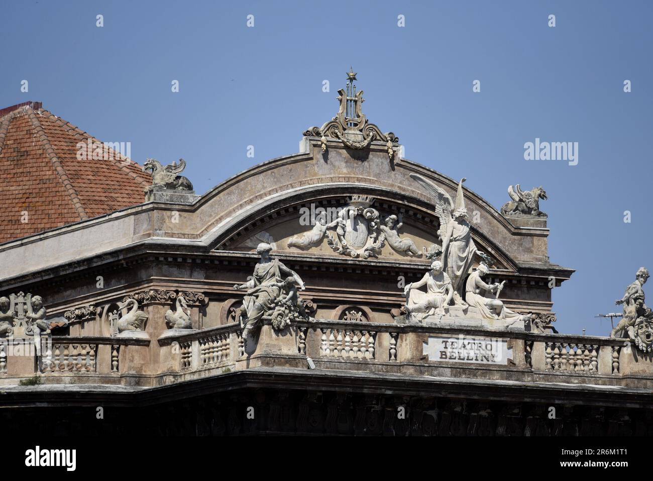 Scenic upper part facade view of the historic landmark and Opera house ...