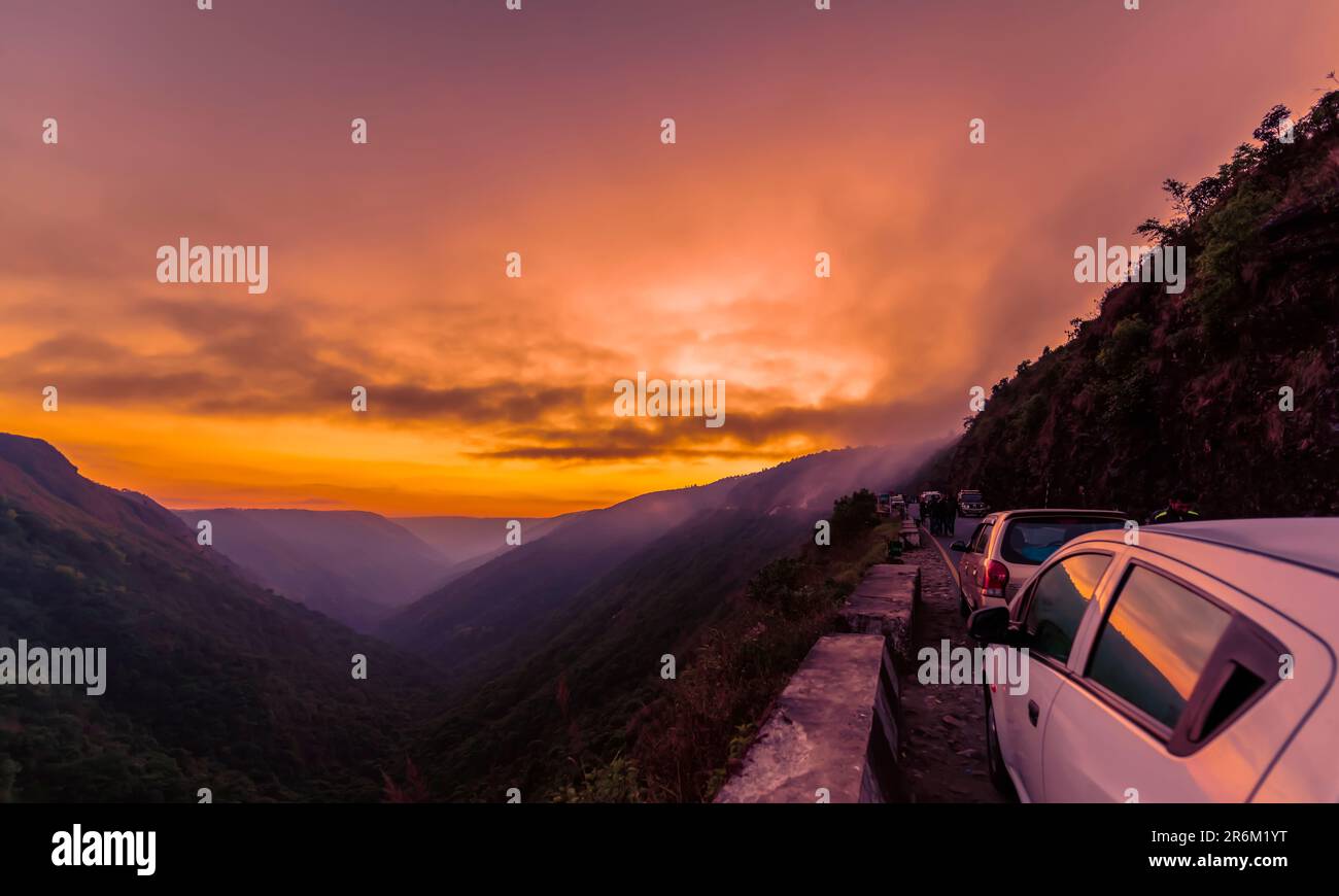 A view of the Mawkdok Dympep valley and its lush green mountain ...